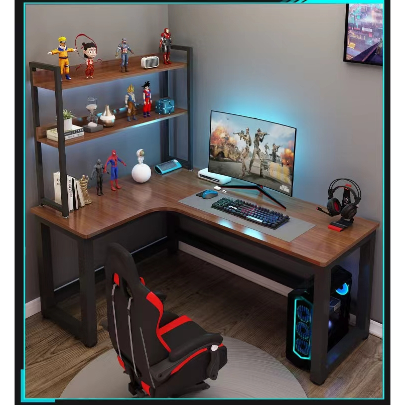 Corner esports desk, bedroom, bookshelf, desktop computer desk ...