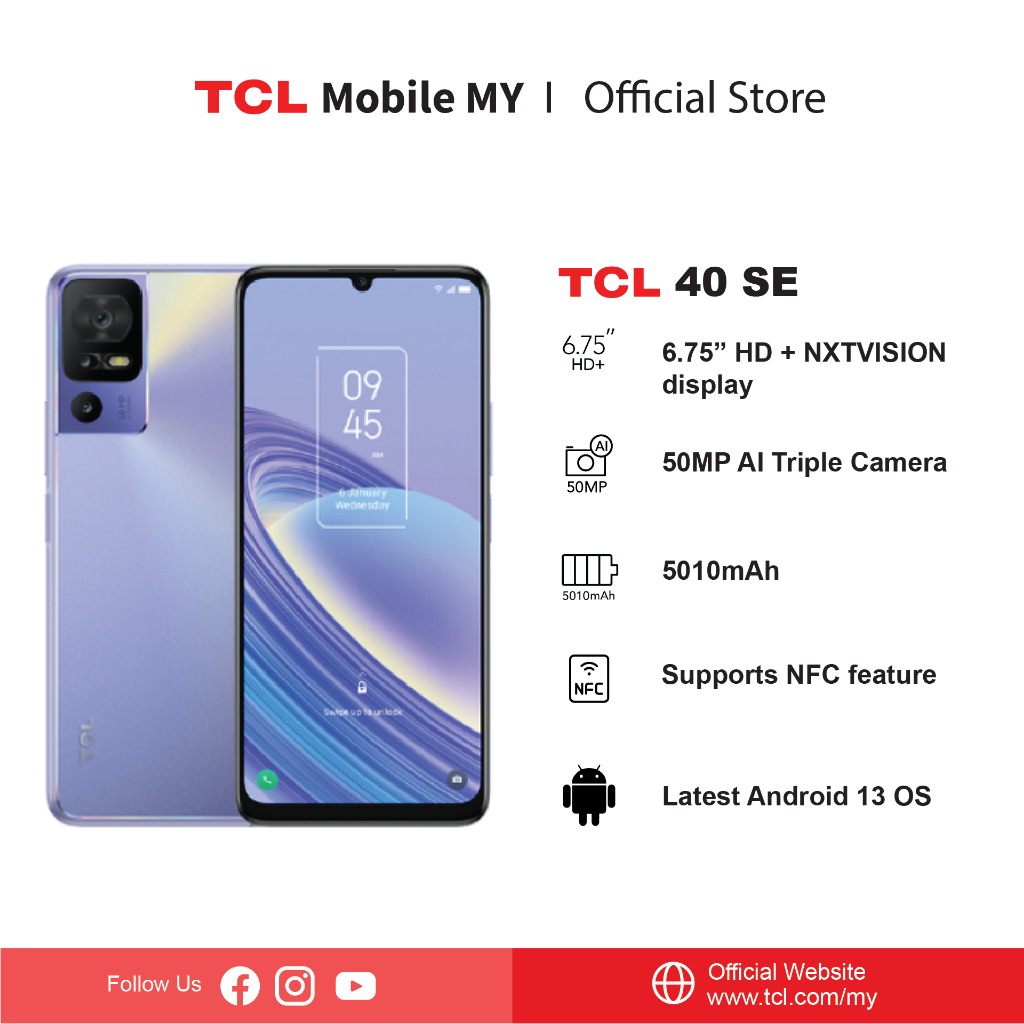 TCL 40SE Smartphone |12GB+256GB |6.75" HD+ NXTVISION Display |Supports ...