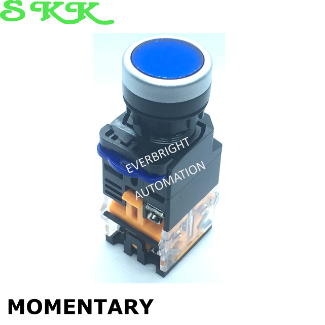 22mm LA38 24V / 240V Illuminated LED Round Momentary Non-Latching Self Reset Push Button 1NO 1NC ...