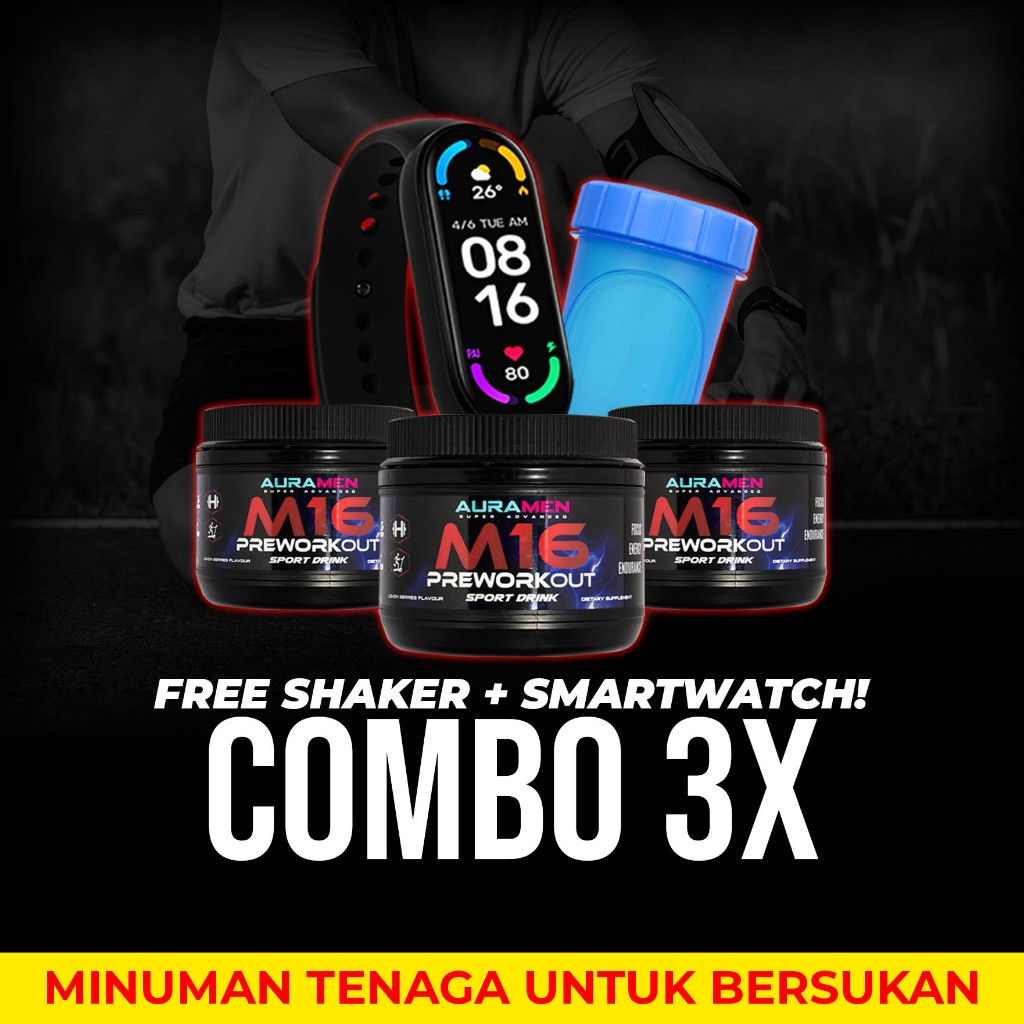 🔥[FREE JAM SMARTWATCH] 🔥 Auramen M16 Energy Booster Drink | Shopee Malaysia
