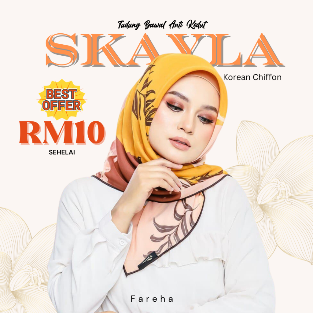 *Ready stock* Fareha Bak Se 9.0/ SKAYLA/ Bidang 45/ Chiffon Korea ...