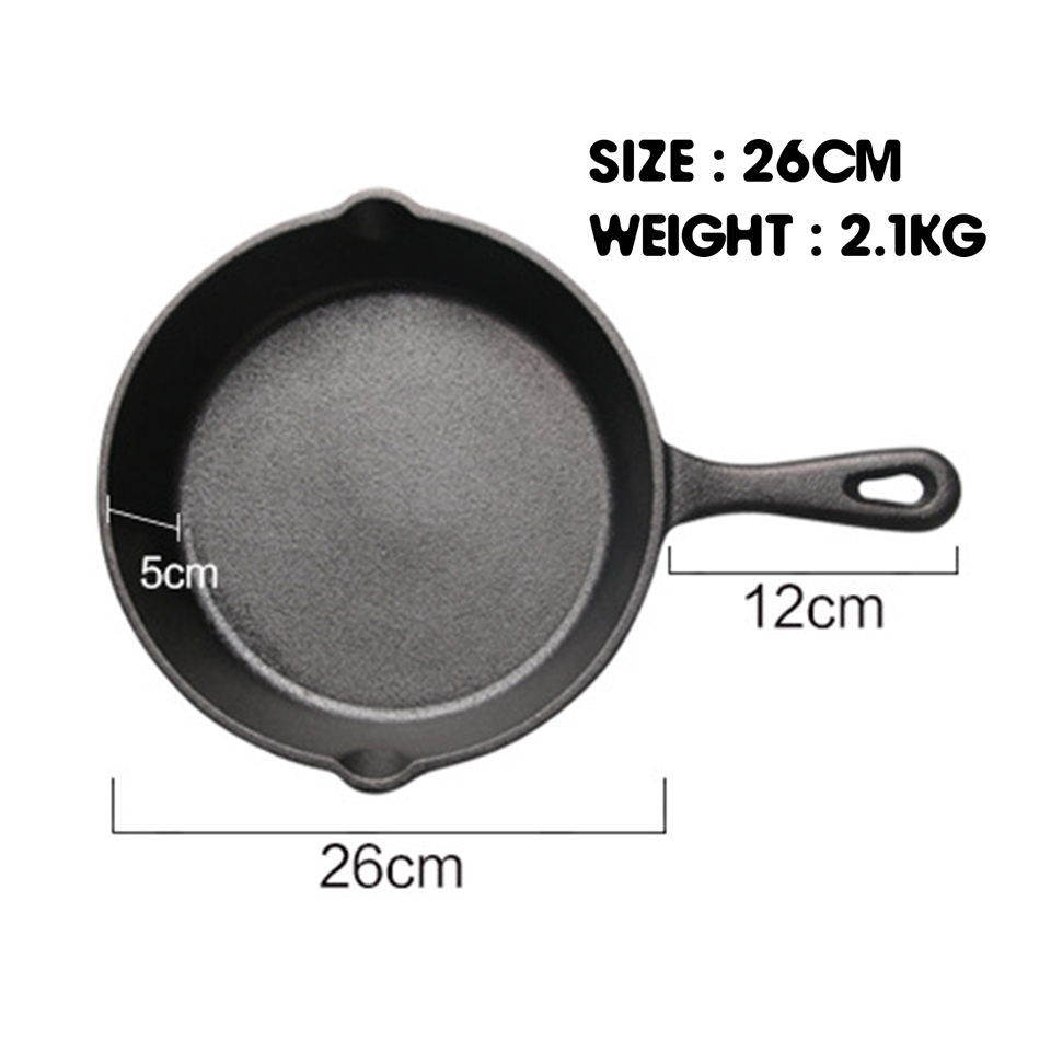 Kuali Masak Besi Tak Lekat Pre-Seasoned Pure Cast Iron Skillet NonStick ...