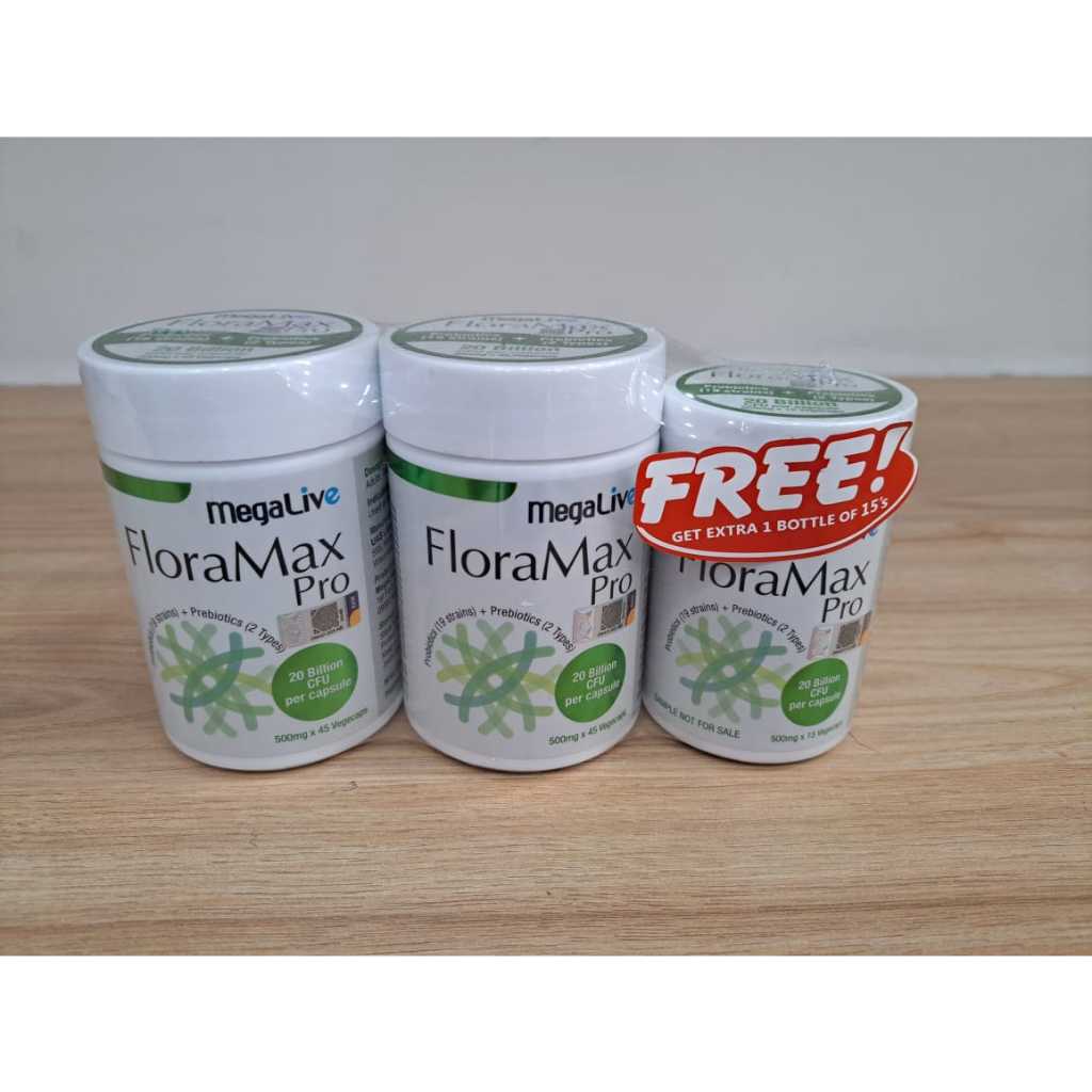 MEGALIVE FloraMax Pro 2 BOTTLES x 45's PLUS FREE 1 BOTTLE x 15's ...