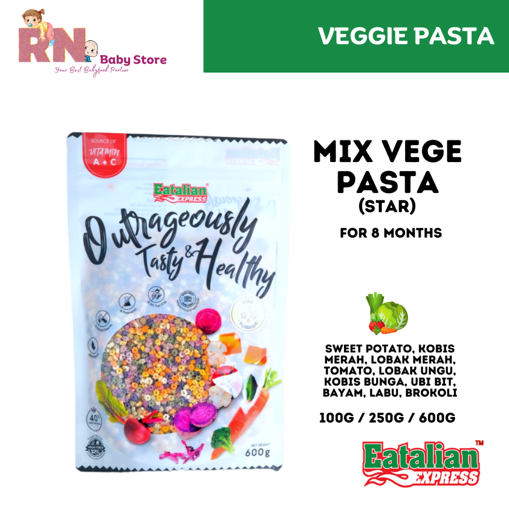 BABY PASTA - EATALIAN EXPRESS Pasta Sayur Star100g/250/600g Makanan ...