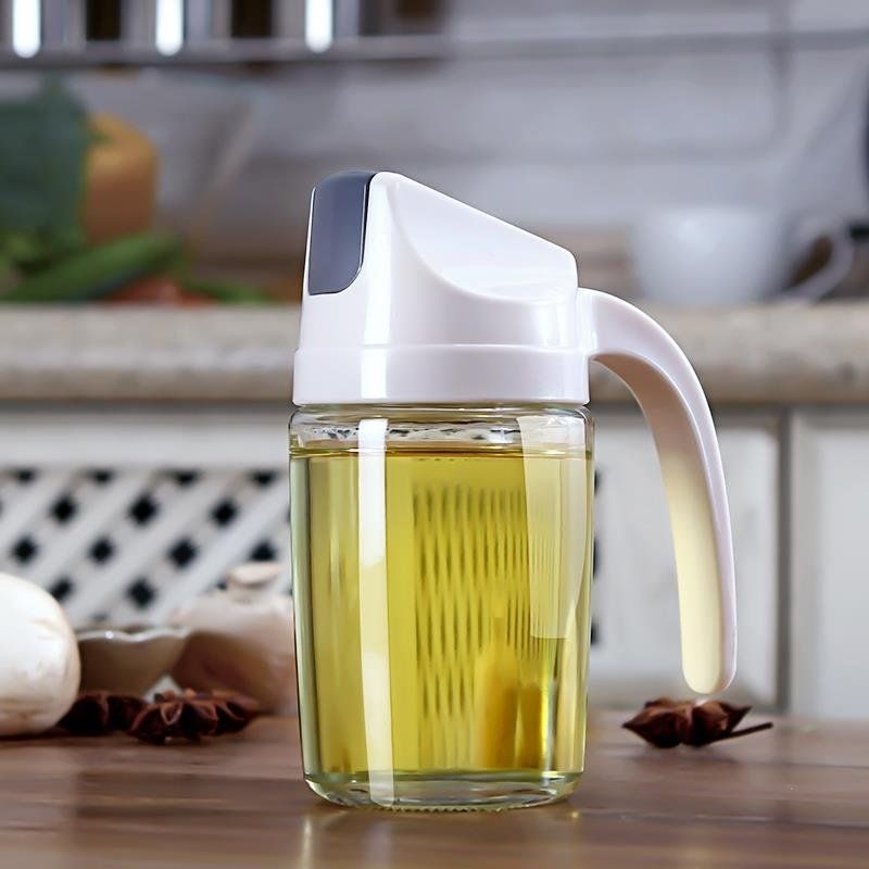 Kitchen Glass Oil Bottle Dispenser Automatic Opening Oil Jar Oil ...