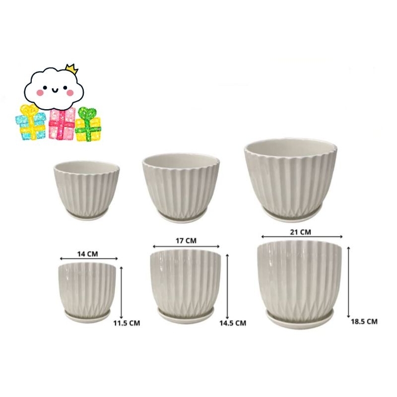 Ceramic Flower Pot 🇲🇾 White Flower Vase / Pasu Seramik / Pasu Bunga ...