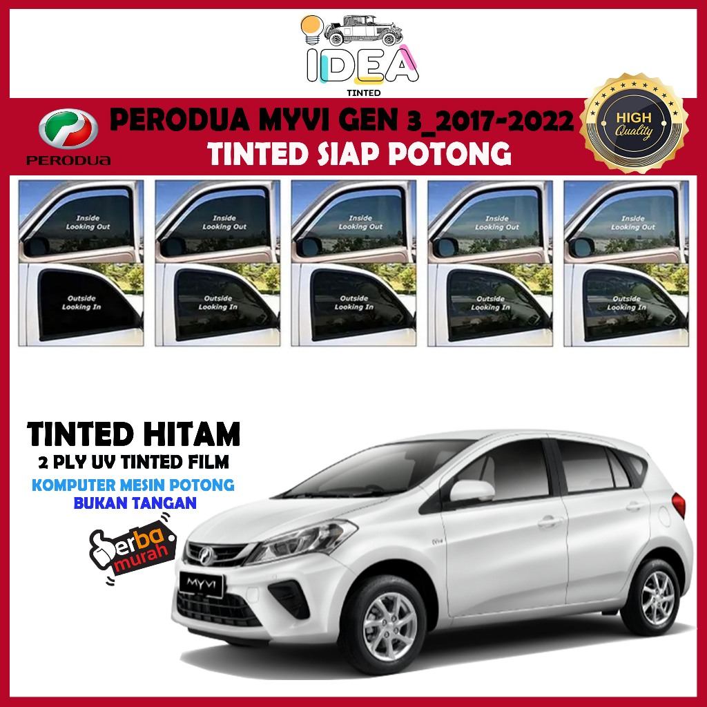 Perodua Myvi Gen 3_ 2017-2022_Full Set_Tinted Kereta _2PLY UV Film ...