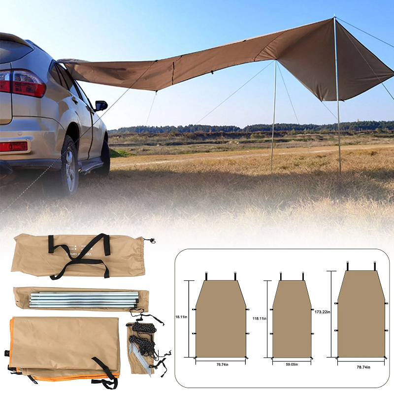 Car Shelter Shade Camping Side Car Roof Top Tent Awning Waterproof UV Portable Automobile ...