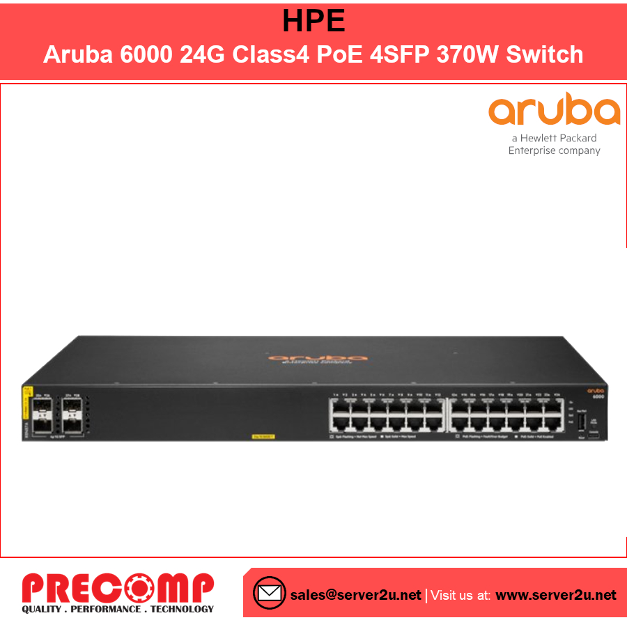 HPE Aruba 6000 24G Class4 PoE 4SFP 370W Switch (R8N87A) | Shopee Malaysia