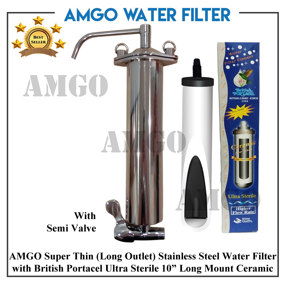 AMGO Super Thin 304 Stainless Steel Single Water Filter 10" Ultra ...