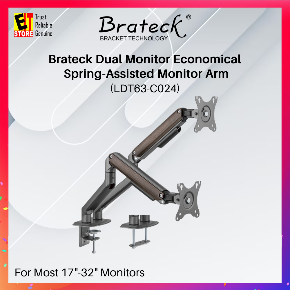 Brateck Dual Monitor Economical Spring-Assisted Monitor Arm - For Most ...