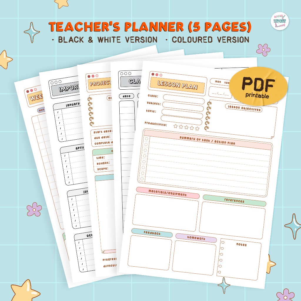 NEW! (Series I) Teacher's Planner - Lesson Plan, Expenses (Cute ...