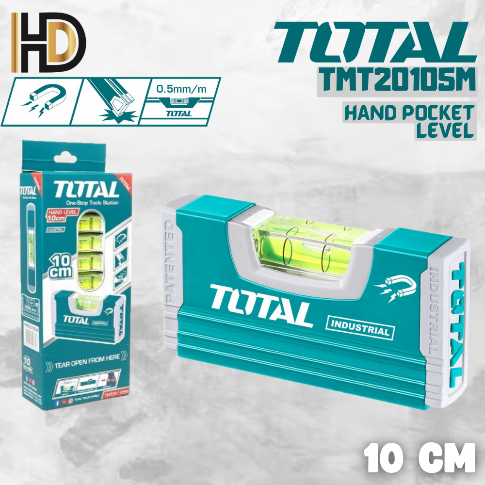 TOTAL Pocket Magnetic Water Level Ruler Spirit Level 100mm 4 ...