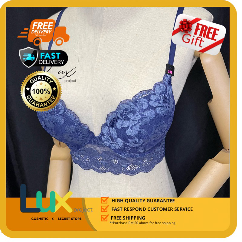 LSZ-A109 La Senza Royal Blue Push Up Lace Bra Hello Sugar | Shopee Malaysia