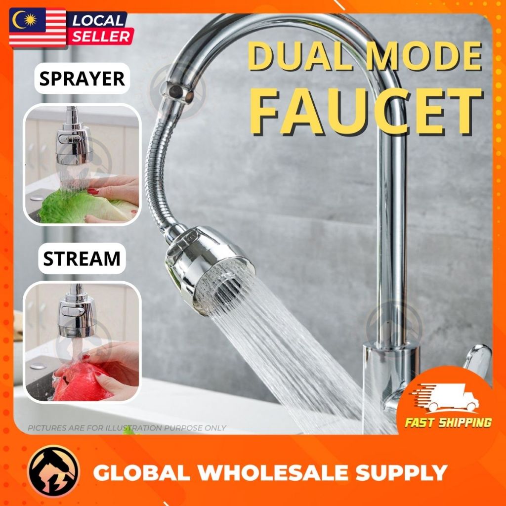 360 Degree Sink Faucet Kitchen Sink Dual Mode Sprayer / Stream Swivel ...