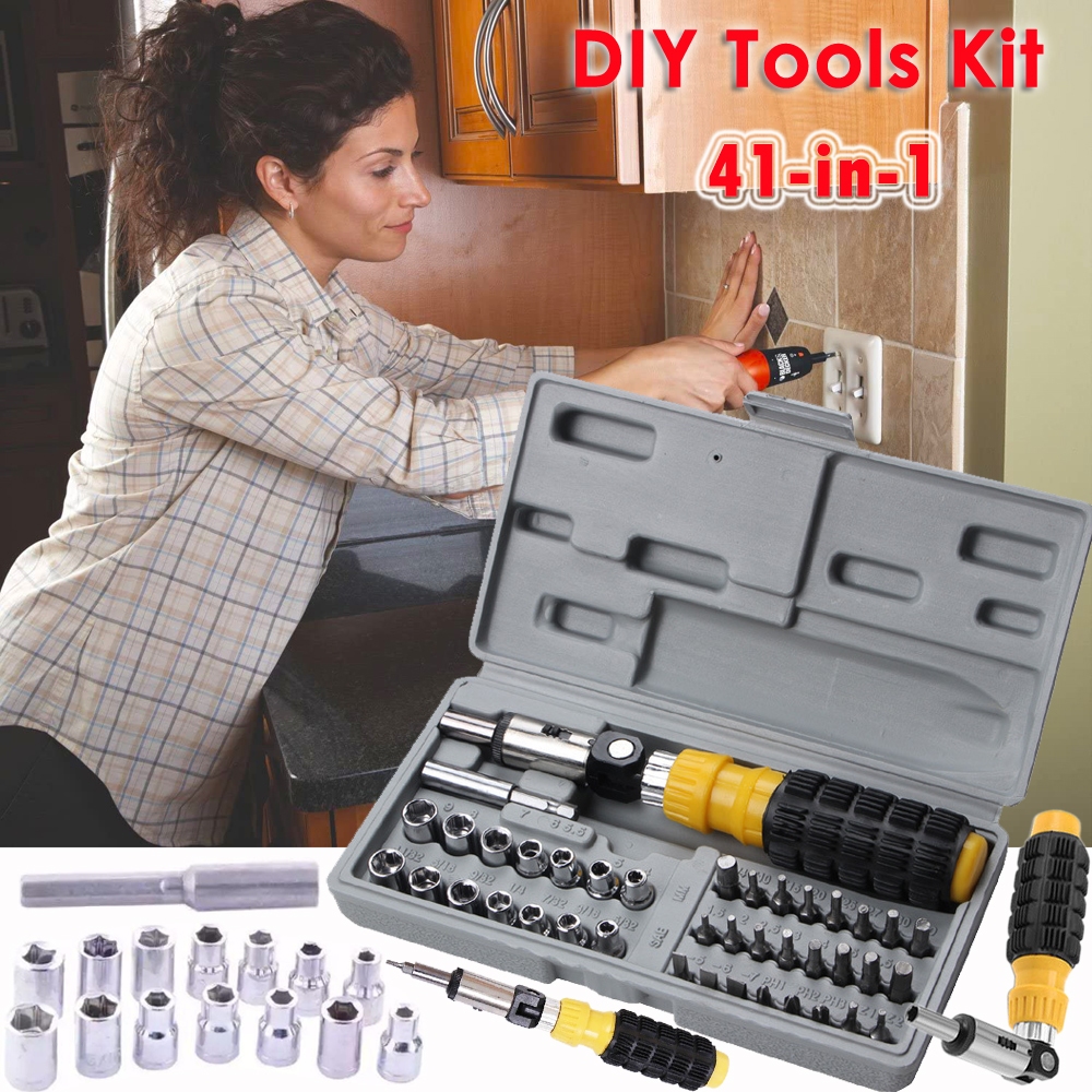 41 in 1 Screwdriver Set Bit Socket Set Spanar Set Toolbox Rachet Screw Tool Repair Kit Assembly ...