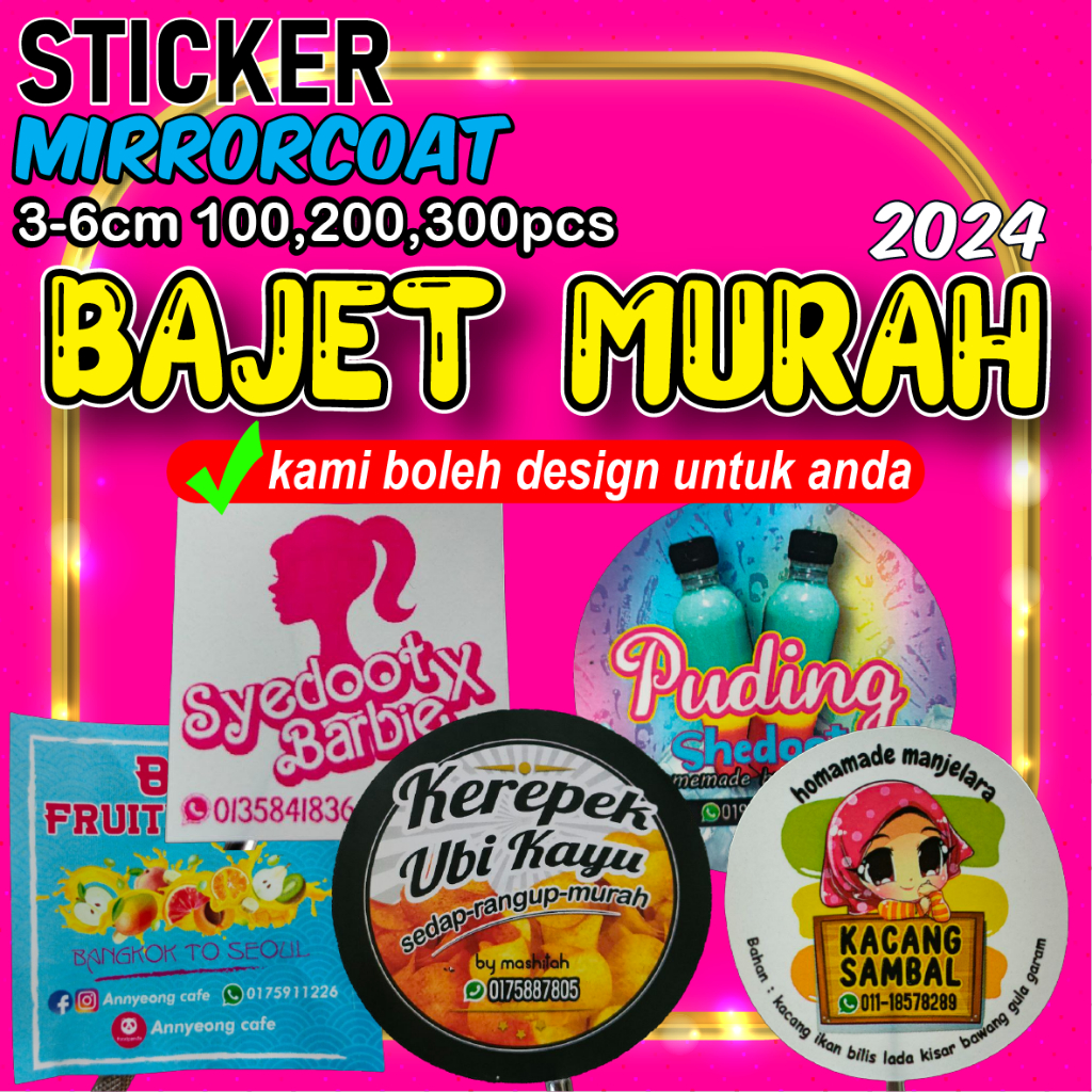 3-6cm 100-300pcs STICKER MIRRORCOAT MURAH 2024 | Shopee Malaysia