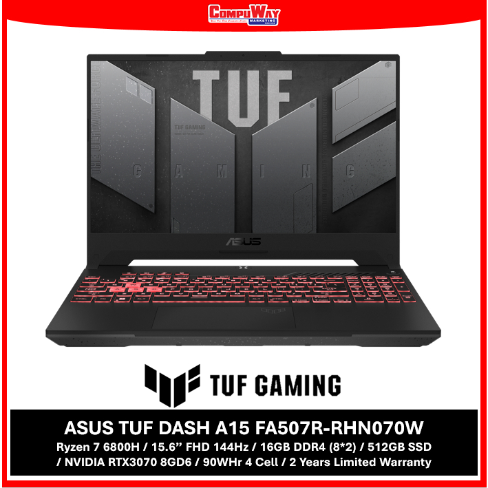 ASUS TUF DASH A15 FA507R-RHN070W(M.GRAY/15.6 FHD 144HZ/R7-6800H/16GB ...