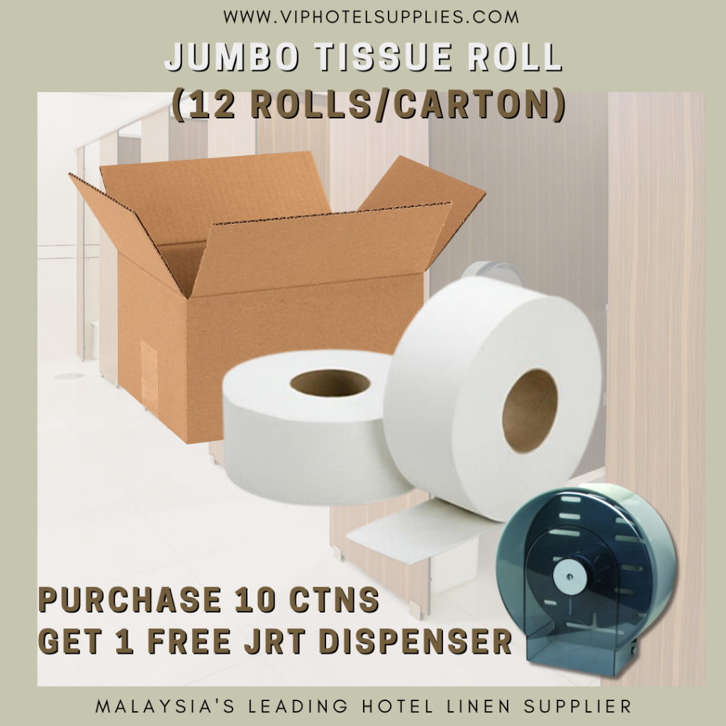 VIP Jumbo Tissue Roll (JRT) 12Rolls/Pack 2 Ply Virgin Pulp Toilet Paper ...