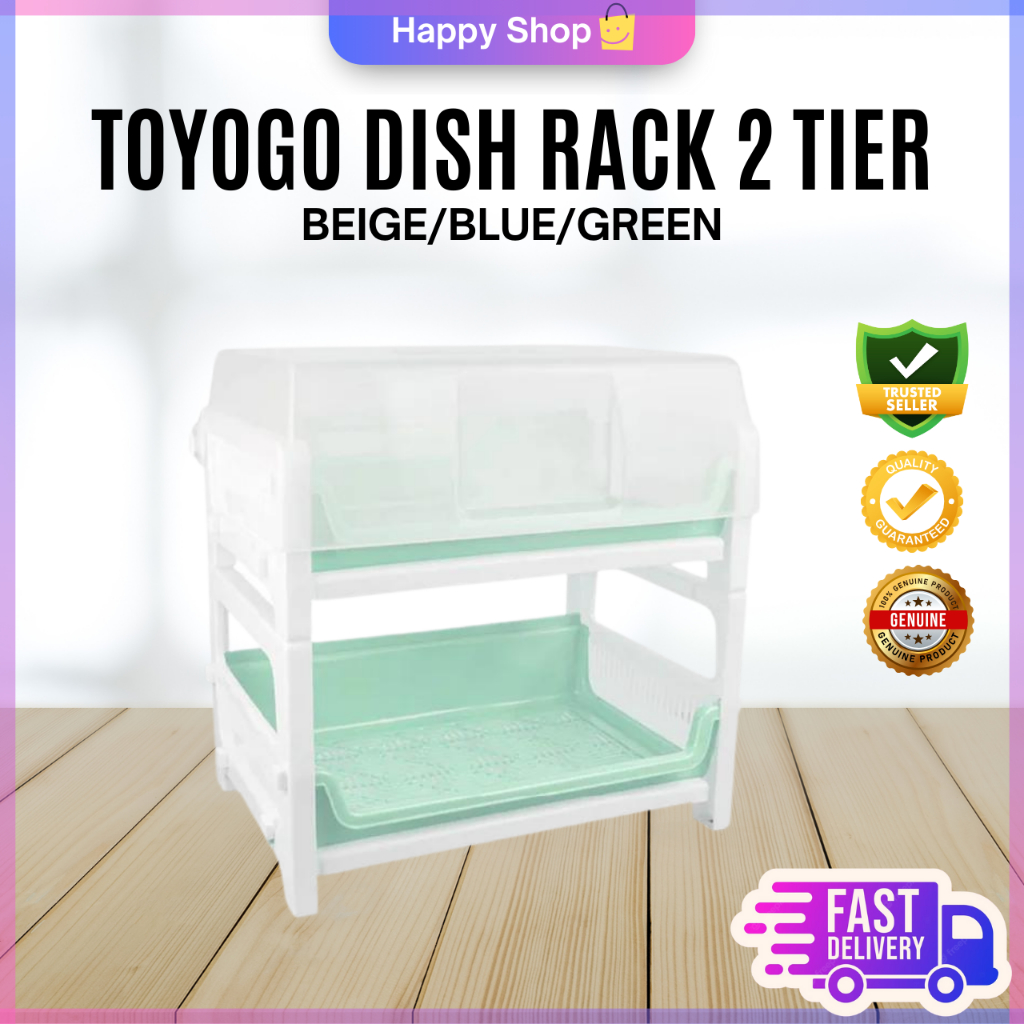 DISH RACK 2 TIER WITH COVER HEAVYDUTY TOYOGO / RAK PINGGAN 2 TINGKAT ...