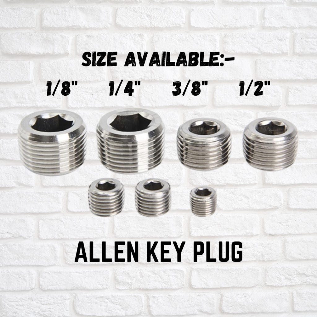 ALLEN KEY MALE PLUG 1/8" 1/4" 3/8" 1/2" BSP INTERNAL HEX DRIVE MALE ...