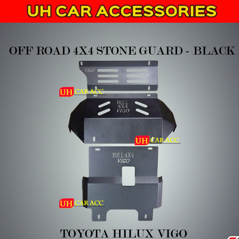 TOYOTA HILUX VIGO STONE GUARD UNDER BODY GUARD - 3PCS METAL BLACK ...