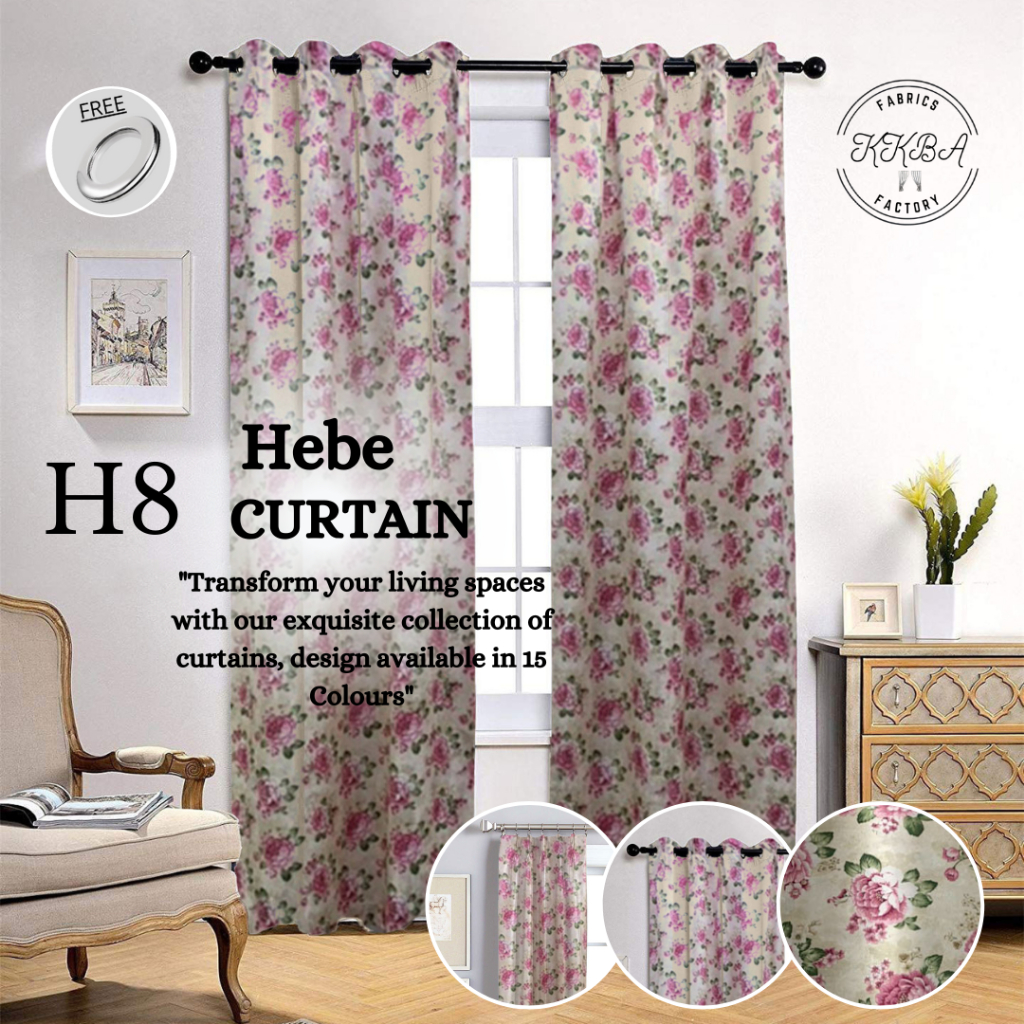 H8 Curtain Corak Bunga Ring & Hook Sesuai Untuk Langsir Tingkap ...