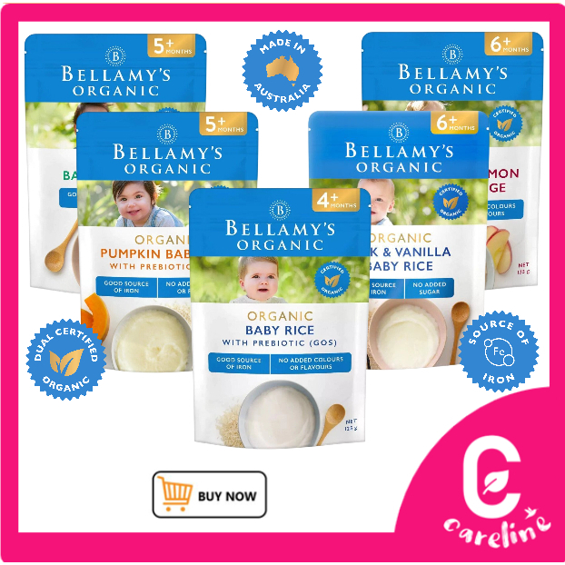 Bellamy's Organic Baby Rice Cereal w Prebiotic / Porridge / Milk ...