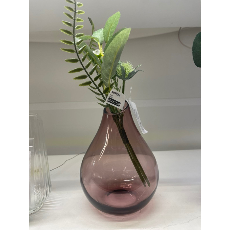 SANNOLIK IKEA GLASS VASE PINK 17cm / VASE PEAR SHAPE / PASU KACA BENTUK ...
