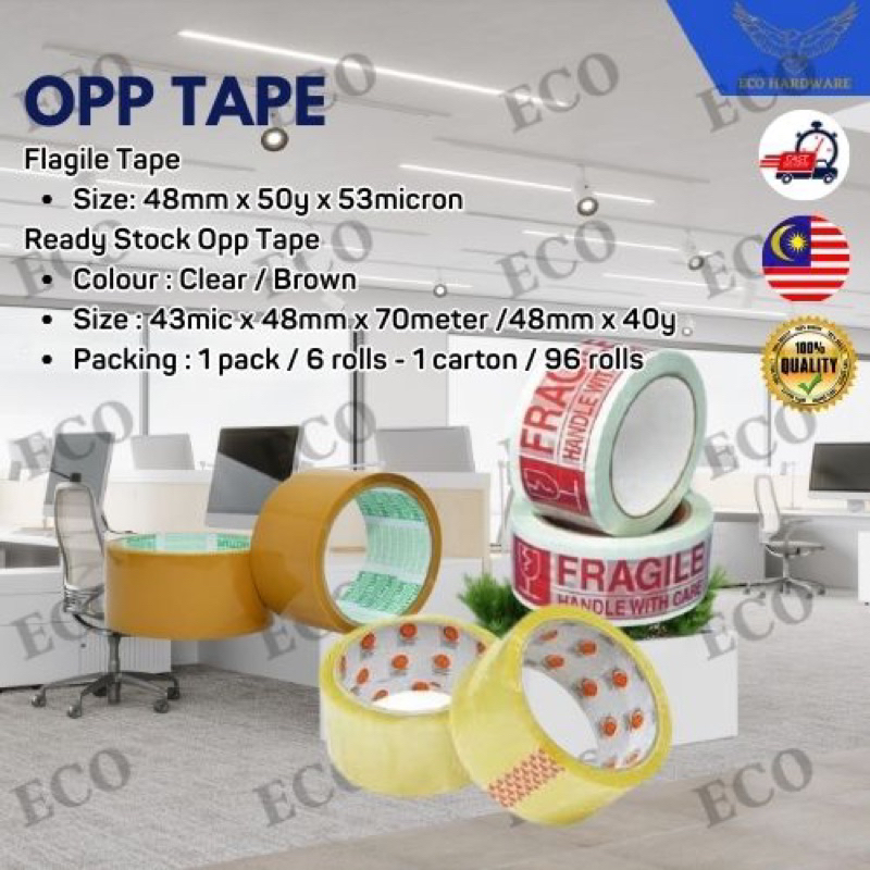 Fragile OPP Packing Bopp Tape 48mm x 80M 90Yard (Clear) | Shopee Malaysia