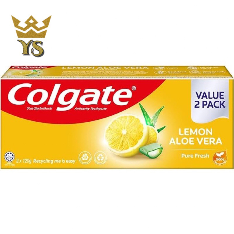Colgate Naturals Pure Fresh Toothpaste, Lemon and Aloe Vera, 120g ...