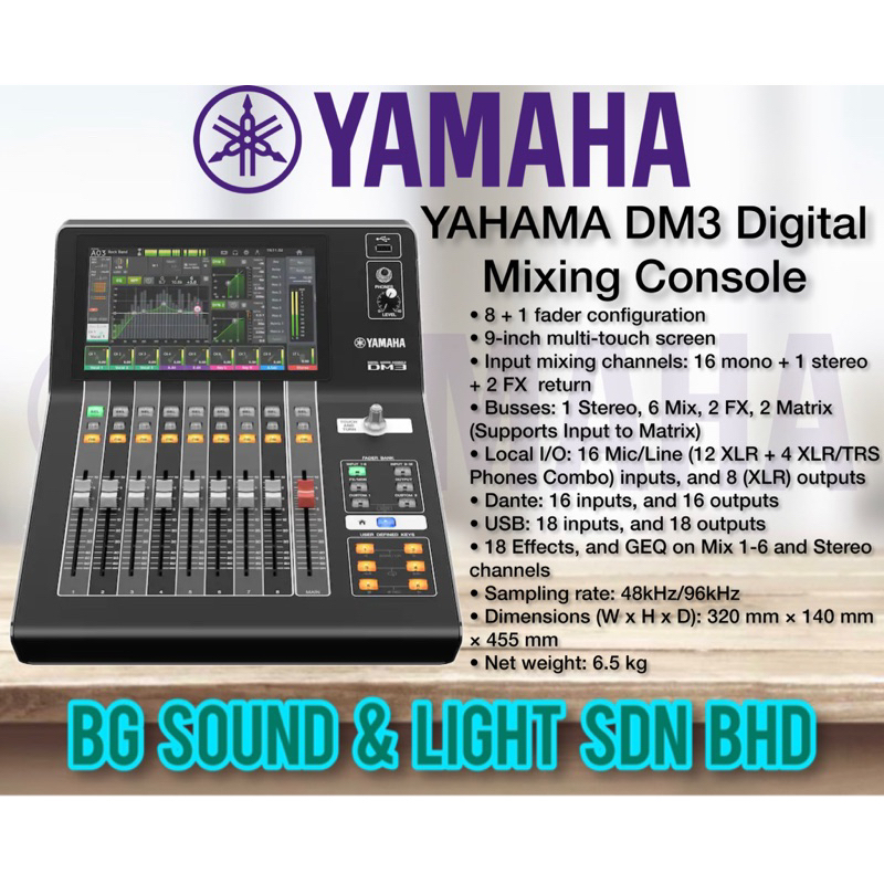 YAMAHA DM3 22-Channel Digital Mixer With Dante ( DM-3 ) | Shopee Malaysia