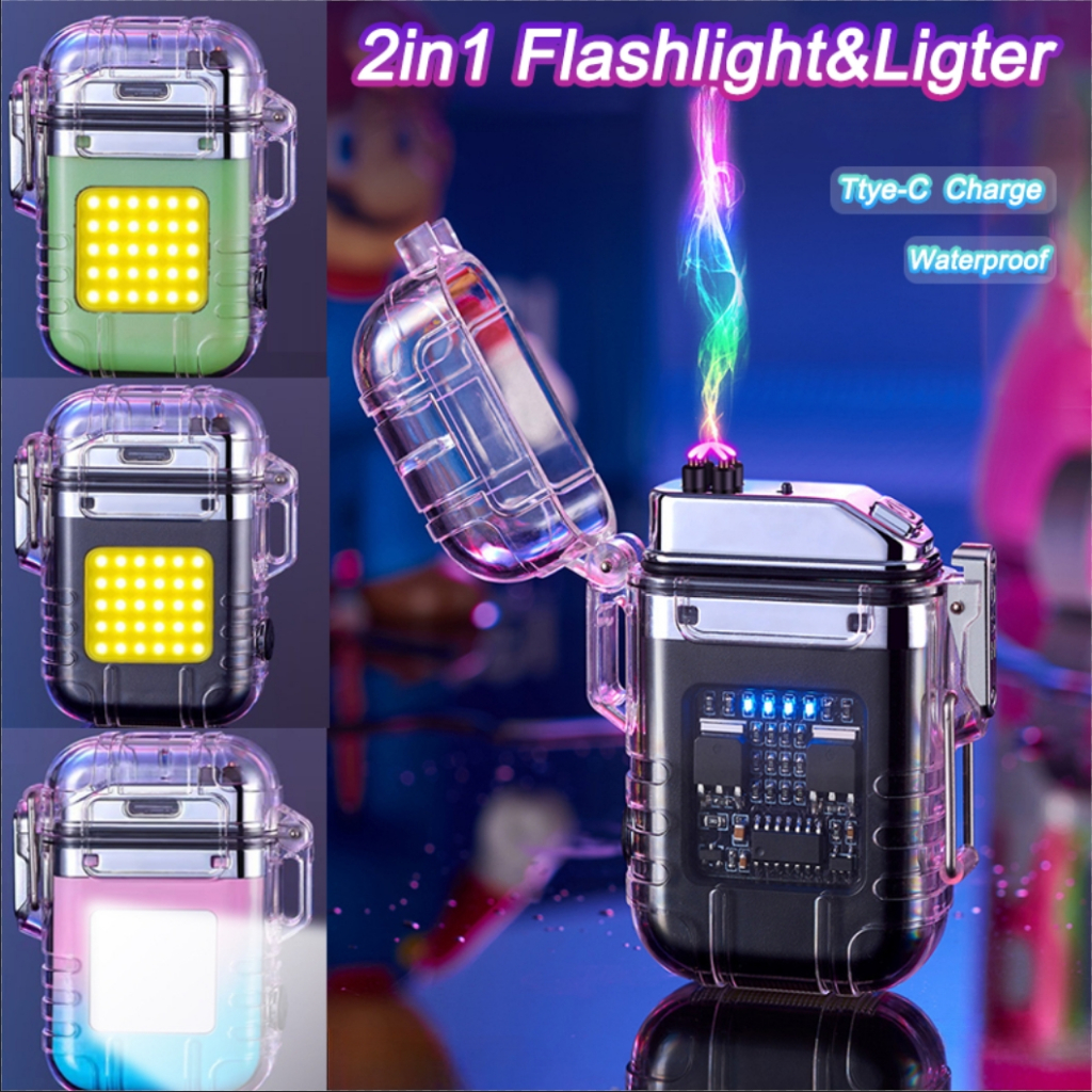 Electric Double Arc Lighter Mini waterproof Flashlight 32COB side light ...