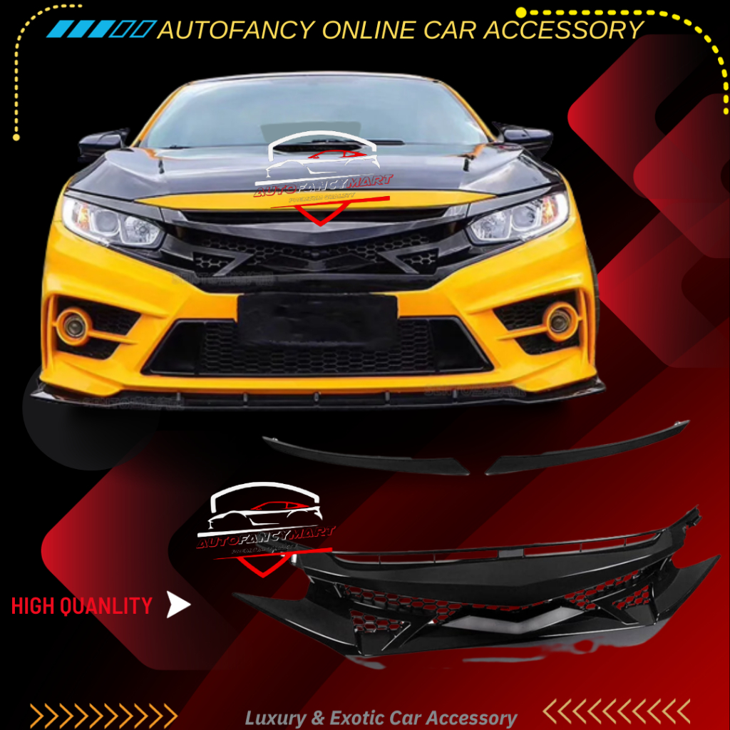 HONDA CIVIC FC 2016 2017 2018 2019 SAMURAI SPEC FRONT GRILLE GRILL JDM ...