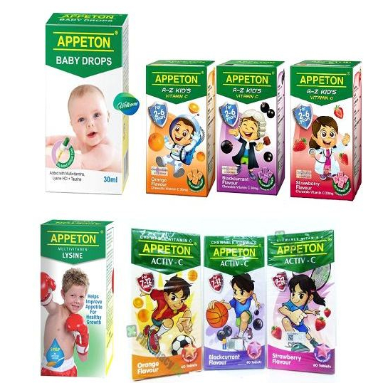 Appeton Multivitamins baby drops/Lysine syrup/Kids Vitamin c/Active-c ...