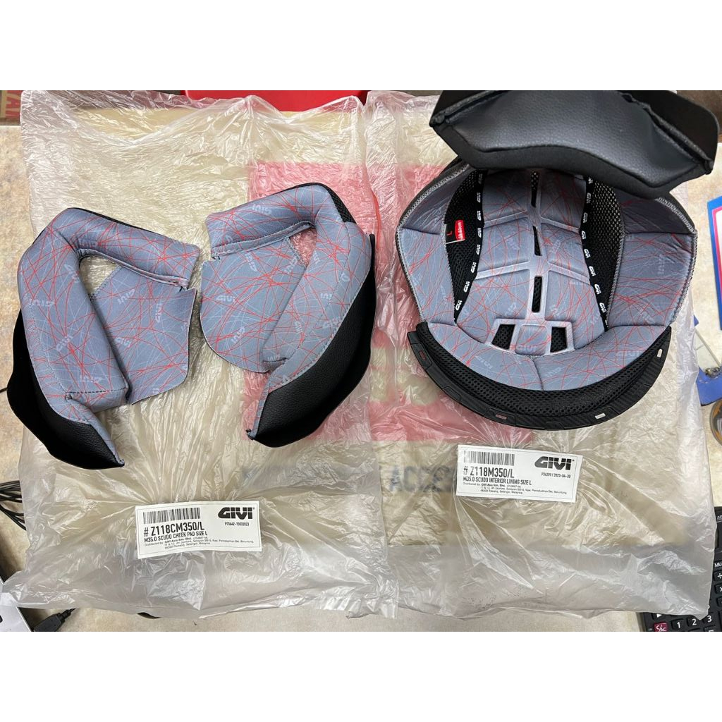 GIVI M35.0 SCUDO HELMET CHEEK PAD SIDE PADDING AND INTERIOR LINING ...