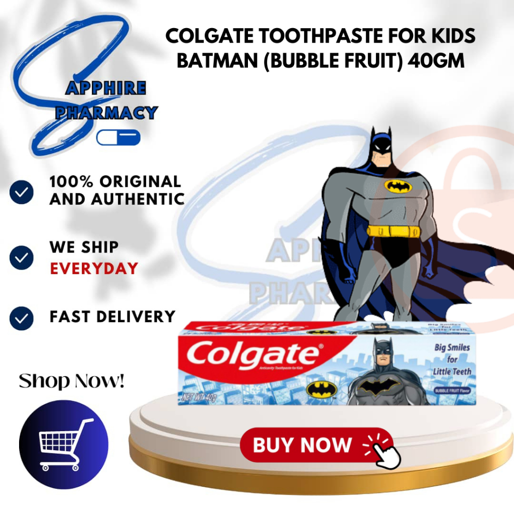 COLGATE TOOTHPASTE FOR KIDS BATMAN (BUBBLE FRUIT) 40GM | Shopee Malaysia