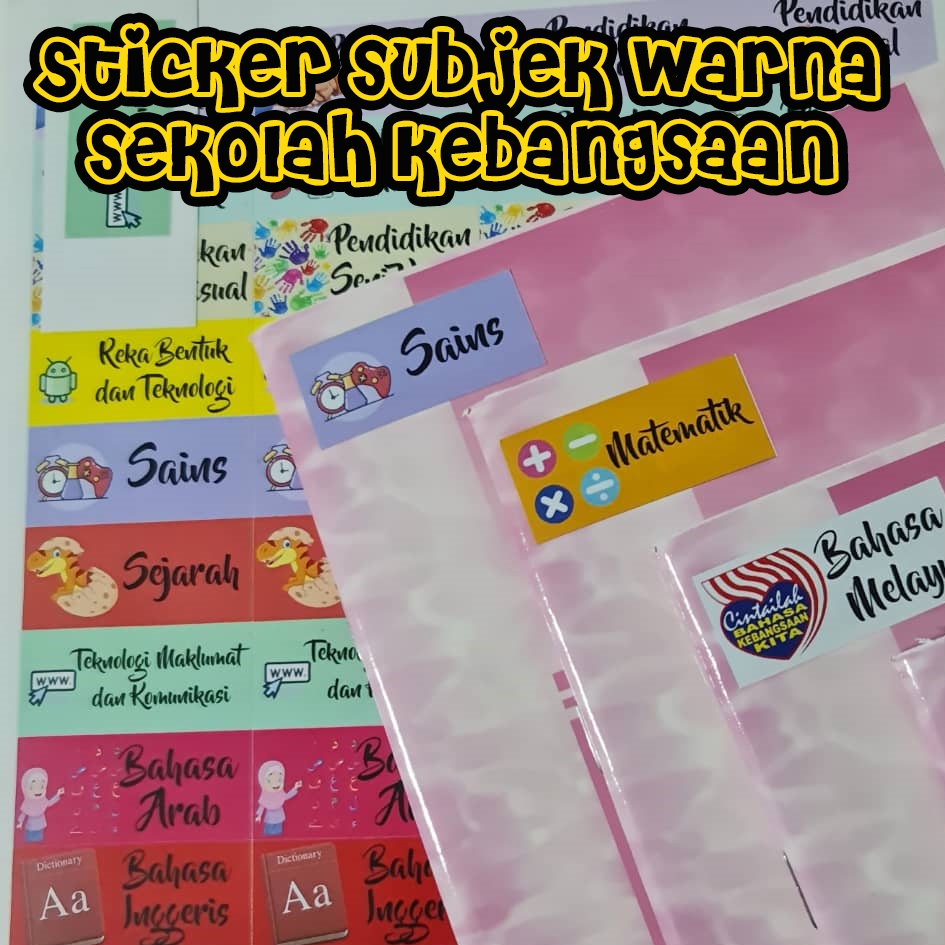 Sticker Subjek Transparent Sekolah Stationery Buku Tulis Teks Simple ...