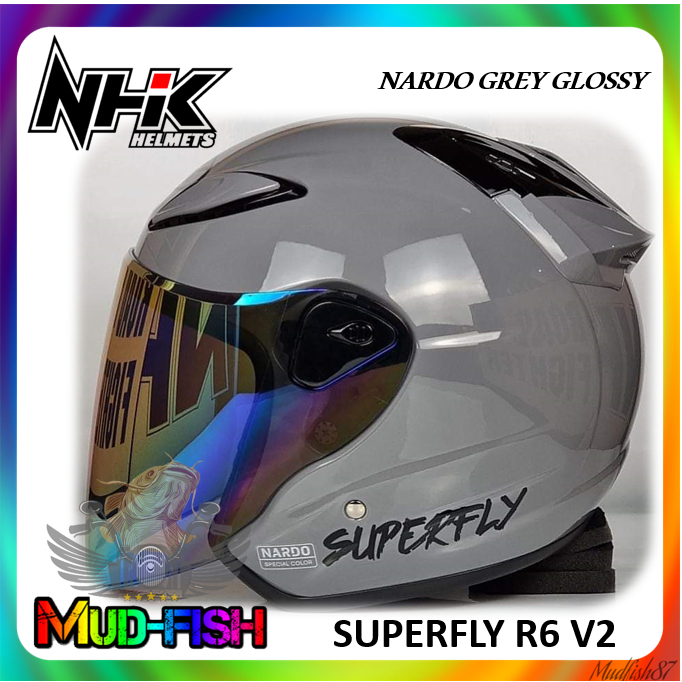 TOPI KELEDAR NHK R6 V2 SUPERFLY HELMET (NARDO GREY GLOSSY) | Shopee ...