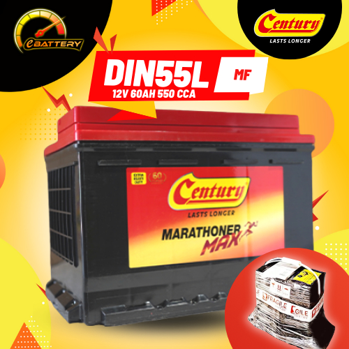 Century Marathoner Max DIN55L DIN55R DIN55 Car Battery Bateri Kereta ...
