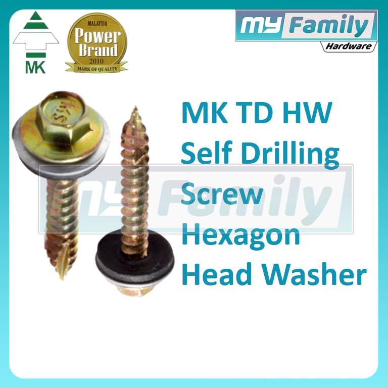 MK Brand 100 Pcs/Pack TD HW ZY Self Drilling Screw Hexagon Head Washer ...