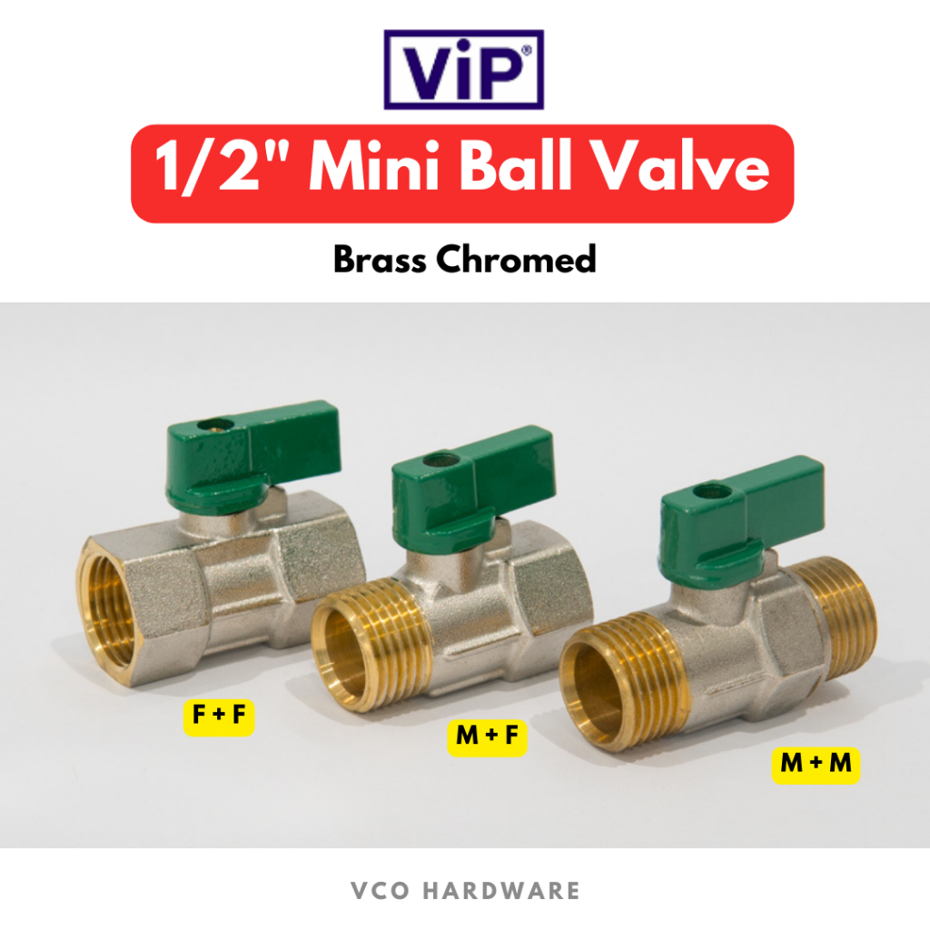 VIP 1/2" Brass Chromed Mini Ball Valve/Mini Stopcock/Kunci Buka Air/Control Valve Faucet Pipe ...
