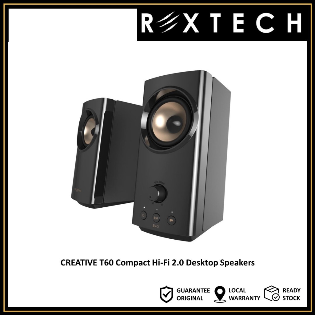 REXTECH CREATIVE T60 2.0 Compact Hi-Fi Desktop Speakers with Clear ...