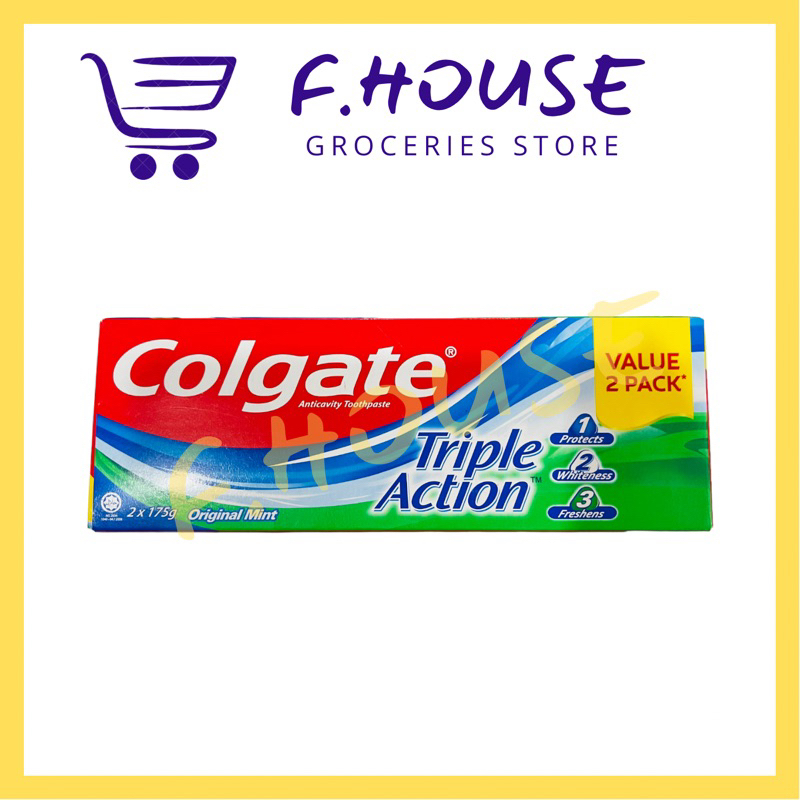 Colgate Triple Action Original Mint Toothpaste Valuepack (175g x 2 ...
