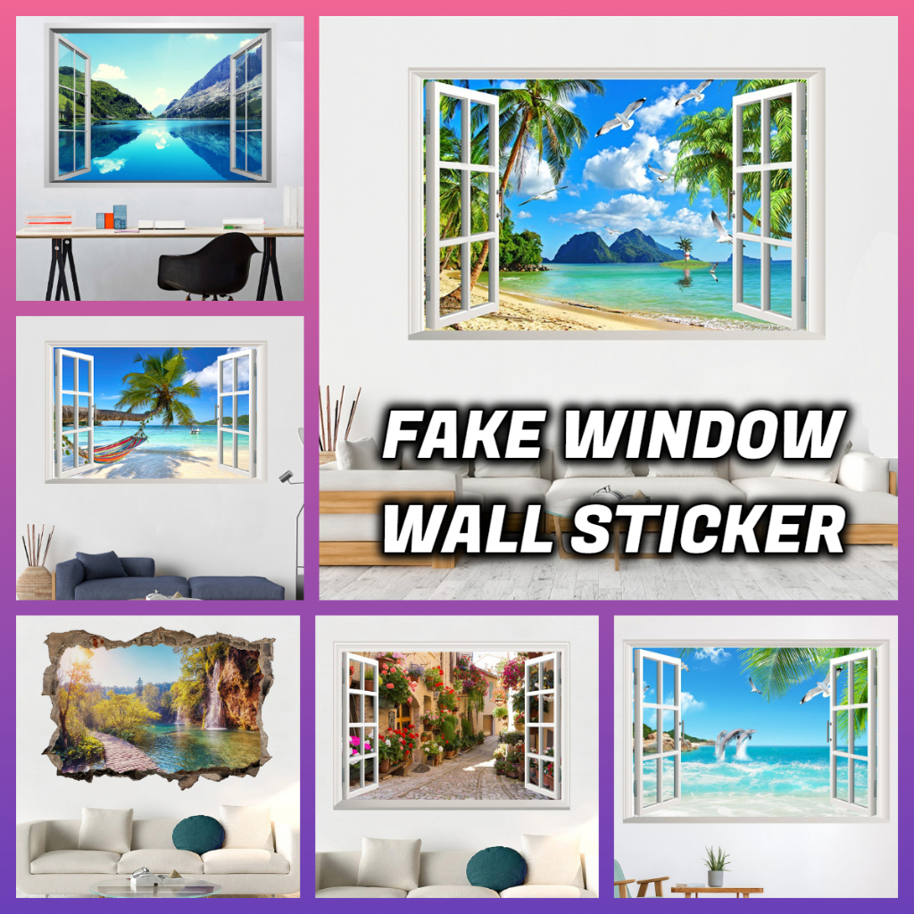 Hiasan dinding rumah fake window art decoration living room wall ...