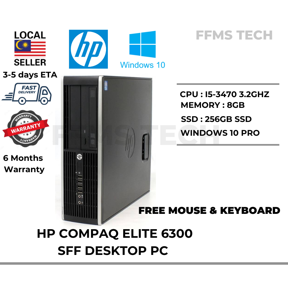 PC BUDGET HP ELITE 6300/8300 SFF i5 3470 8GB RAM 256GB SSD W10 COMPUTER BUDGET READY STOCK ...