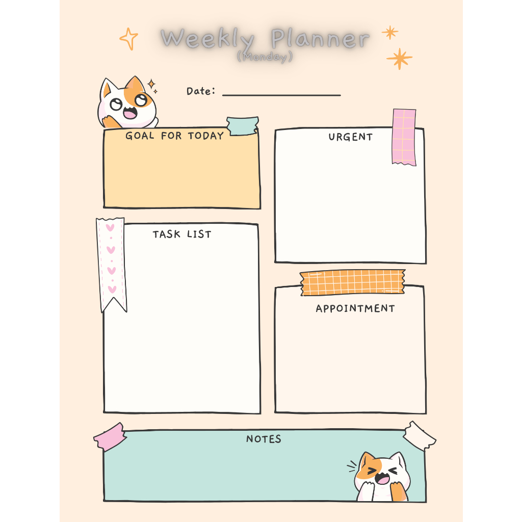 DIGITAL WEEKLY PLANNER (PDF-PRINTABLE) | Shopee Malaysia