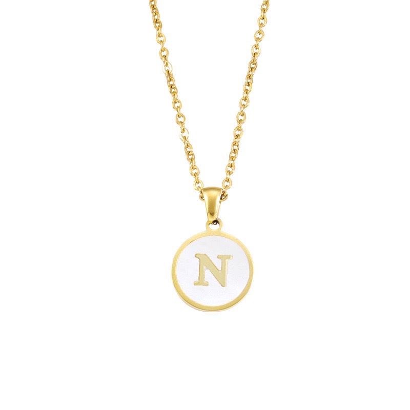 Dudu Rantai Leher Perempuan Letter Necklace Fashion Diy Disc Pendant Rantai Jewelry Bff Necklace