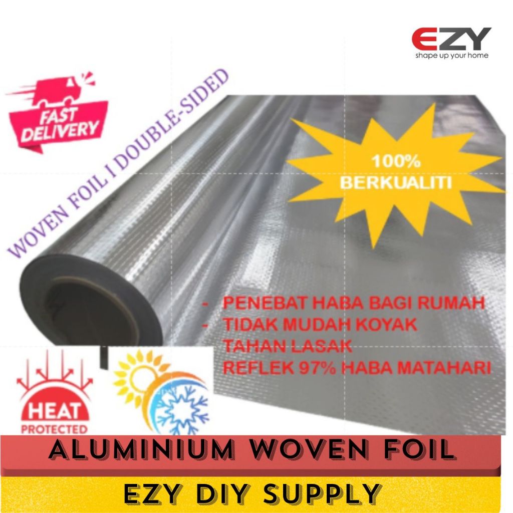 Aluminium Foil Woven Foil (1.2M-W X 25M-L) Penebat Haba Bumbung Rumah ...