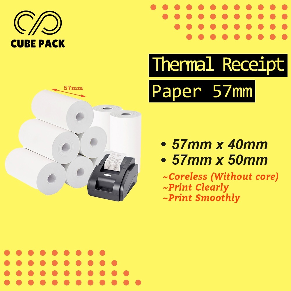 57mm Thermal Paper Coreless Thermal Receipt Paper Roll POS Receipt ...